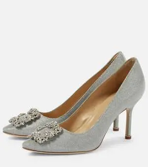 Manolo Blahnik Hangisi 90 Embellished Glitter Pumps