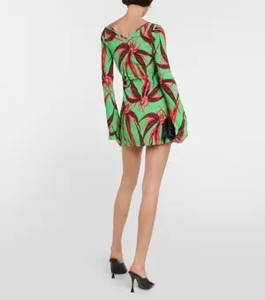 LOUISA BALLOU Printed Ribbed-knit Minidress