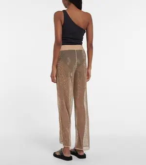 Simkhai Sullivan Crystal-embellished Mesh Pants
