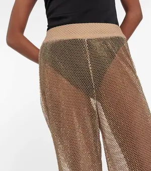 Simkhai Sullivan Crystal-embellished Mesh Pants