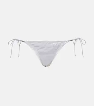 REINA OLGA Love Triangle Lamé Bikini Bottoms - Silver