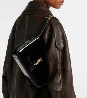Saint Laurent Le 5 A 7 Patent Leather Shoulder Bag - Black