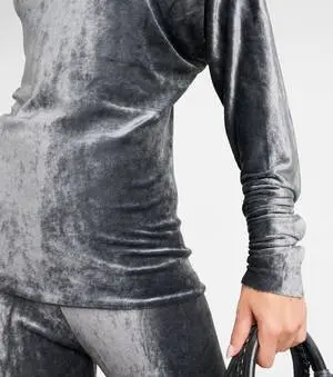 Rick Owens Diana One-shoulder Velvet Top In Steel