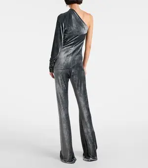 Rick Owens Diana One-shoulder Velvet Top In Steel