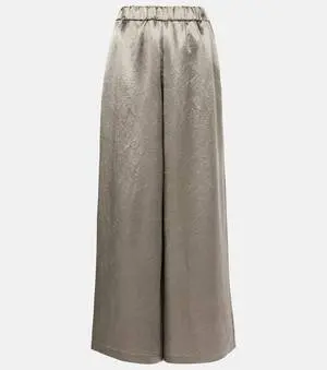 Max Mara Accanto Satin Wide-leg Pants - Grey