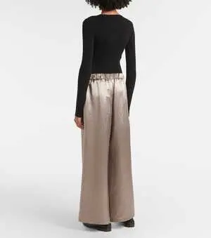 Max Mara Accanto Satin Wide-leg Pants - Grey