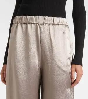 Max Mara Accanto Satin Wide-leg Pants - Grey