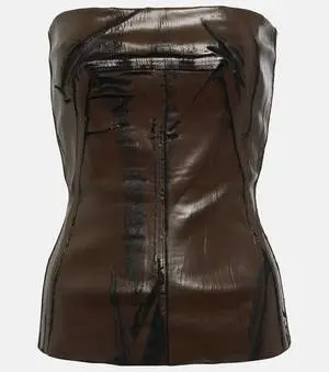 Rick Owens Coated Denim Corset - Brown