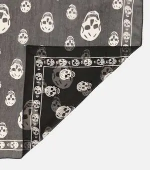 Alexander McQueen Skull Silk Scarf - White