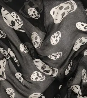 Alexander McQueen Skull Silk Scarf - White