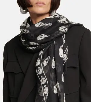 Alexander McQueen Skull Silk Scarf - White