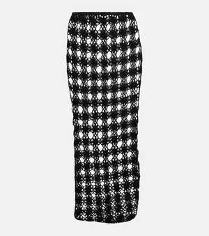 Anna Kosturova Open-knit Cotton Midi Skirt - Black