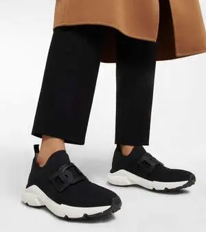 TOD'S Leather-trimmed Knit Sneakers
