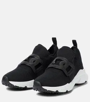TOD'S Leather-trimmed Knit Sneakers