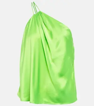 THE SEI One-shoulder Silk Satin Top