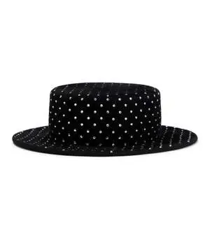 Ruslan Baginskiy Embellished Felt Canotier Hat