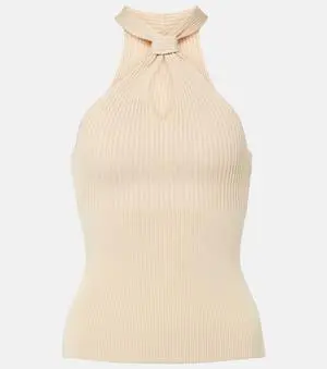 Simkhai Andrea Ribbed-knit Halterneck Top - Beige