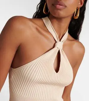 Simkhai Andrea Ribbed-knit Halterneck Top - Beige