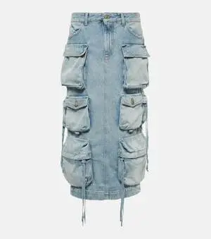 Attico Cargo Denim Midi Skirt