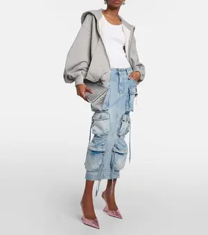 Attico Cargo Denim Midi Skirt