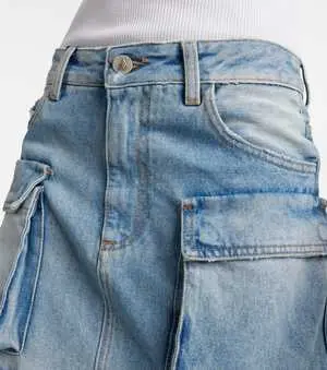 Attico Cargo Denim Midi Skirt
