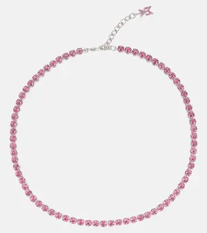 Amina Muaddi Tennis Crystal Necklace - Pink
