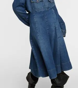 Khaite Lennox Denim Midi Skirt