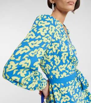 Diane Von Furstenberg Printed Tie-waist Midi Dress