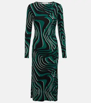 Diane Von Furstenberg Printed Fitted Midi Dress