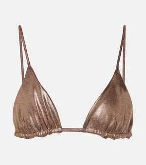Jade Swim Via Lame Bikini Top - Brown