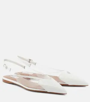Alaïa Patent Leather And Pu Slingback Flats - White