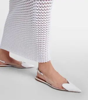 Alaïa Patent Leather And Pu Slingback Flats - White
