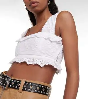 Isabel Marant Étoile Mecelia Anglaise Cotton And Silk Crop Top