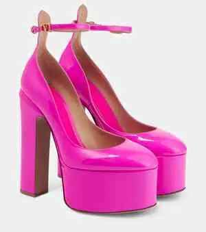 Valentino Garavani Tan-go 155 Leather Platform Pumps - Black