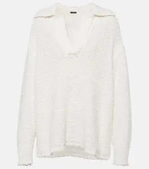 JOSEPH Textured Cotton-blend Polo Sweater