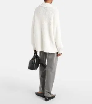 JOSEPH Textured Cotton-blend Polo Sweater