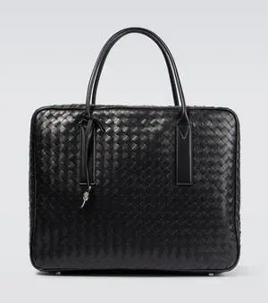 Bottega Veneta Large Intrecciato Leather Duffel Bag - Black