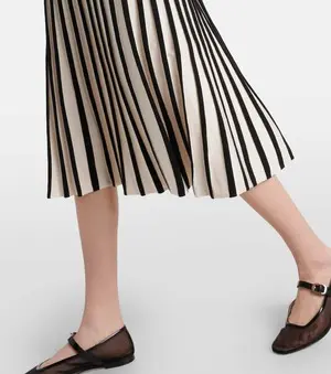 JOSEPH Striped Pleated Midi Dress