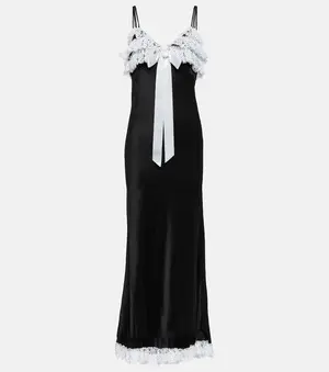 RODARTE Lace-trimmed Silk Maxi Dress - Black