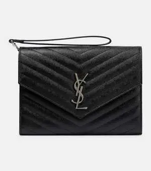 Saint Laurent Cassandre Leather Clutch - Black