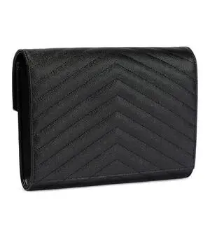 Saint Laurent Cassandre Leather Clutch - Black