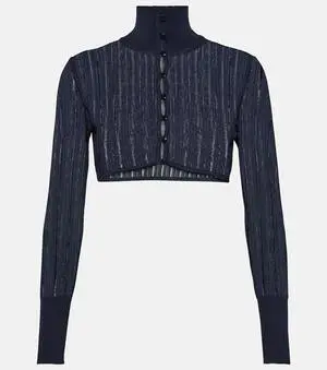 Alaïa Crinoline Cropped Cardigan - Blue
