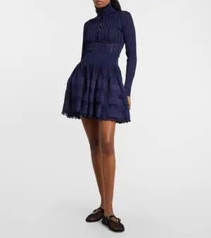 Alaïa Crinoline Cropped Cardigan - Blue