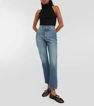 Alaïa Croc-effect Halterneck Bodysuit