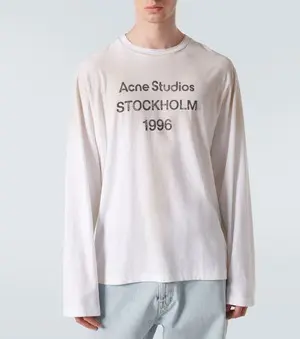 Acne Studios Logo Distressed Jersey T-shirt - White