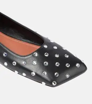 Amina Muaddi Embellished Leather Ballet Flats