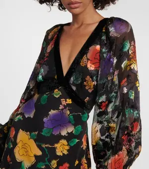 Rixo Floral Silk Midi Dress