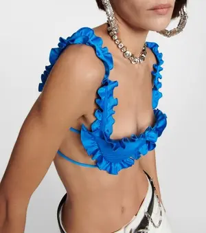 Attico Glory Ruffled Satin Bralette