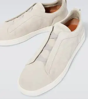 Zegna Triple Stitch Suede Sneakers - White
