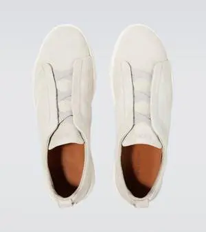 Zegna Triple Stitch Suede Sneakers - White